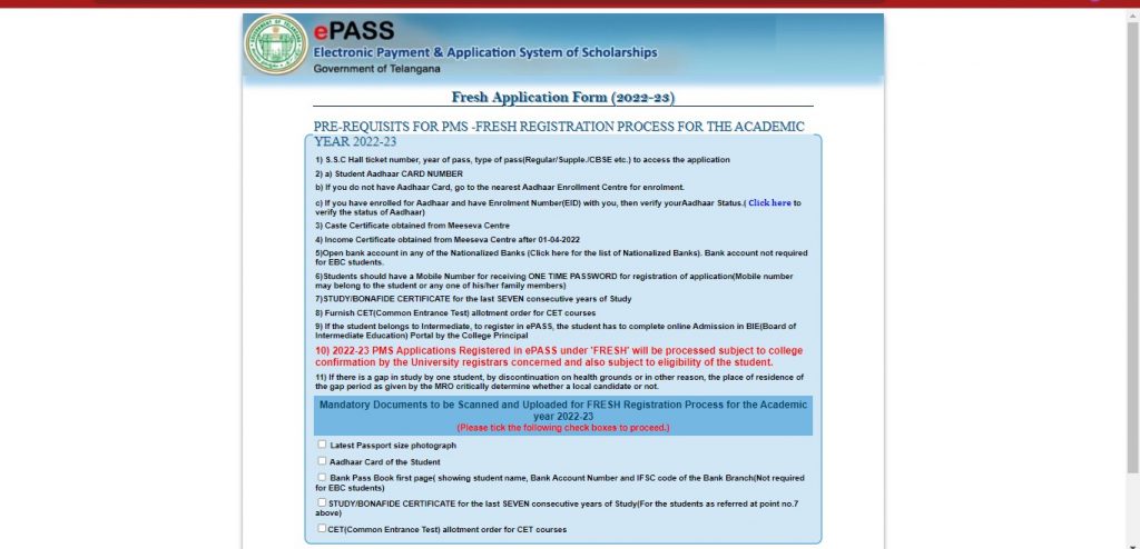 Telangana Post Matric Scholarship (PMS) 2022-23 -Dates, Benefits
