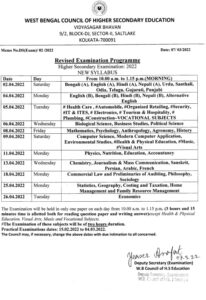 WBCHSE 2022 Class 12 Exams - Rescheduled Due To By-Elections