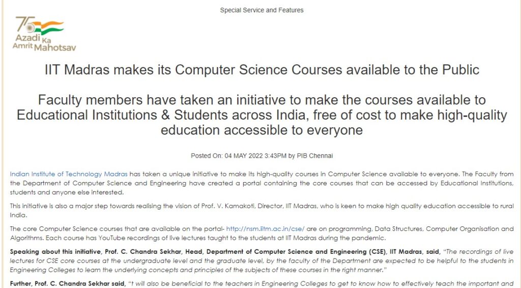 IIT Madras Free Computer Science Courses - Eligibility Criteria