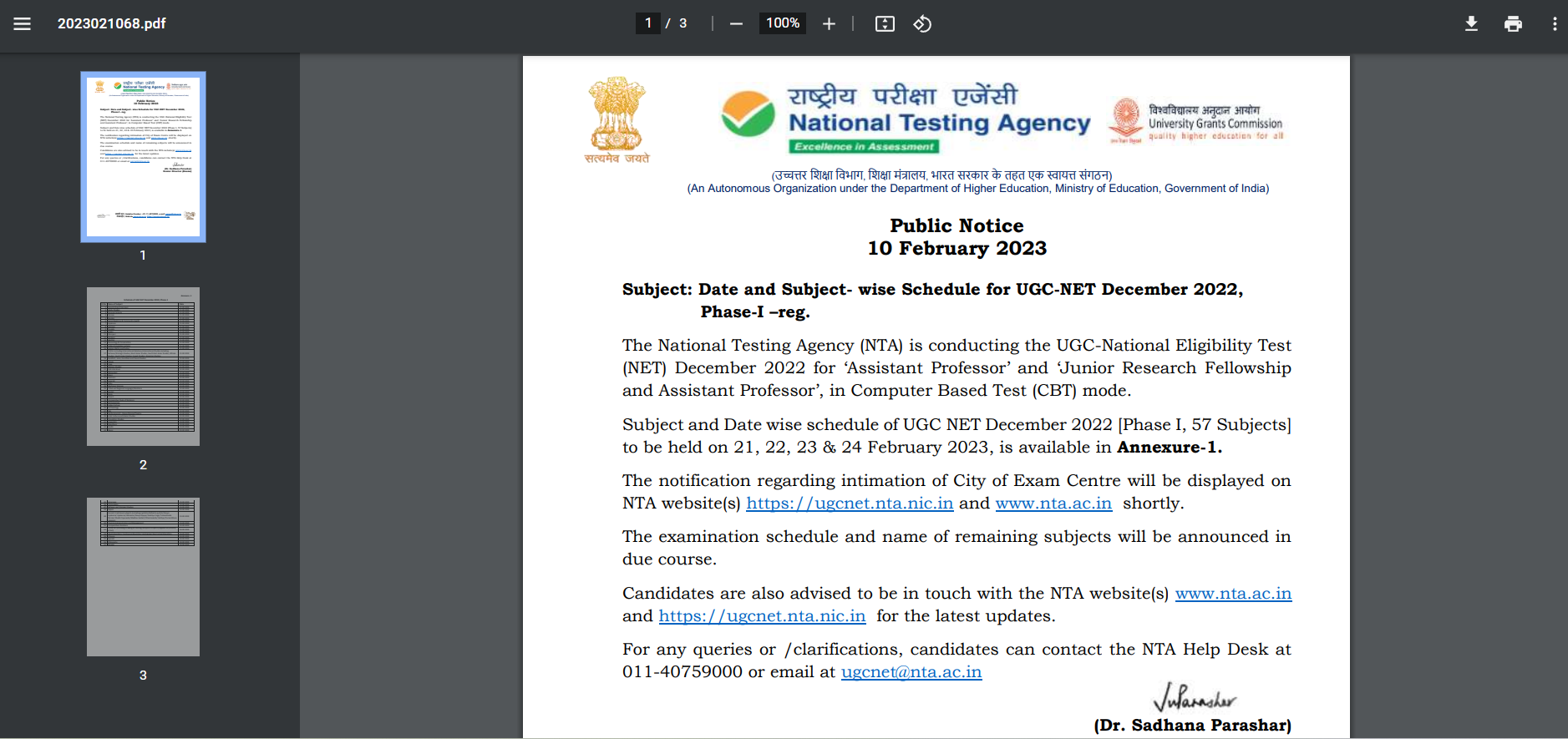 UGC NET 2023 - NTA Releases Subject and Date-Wise Schedule
